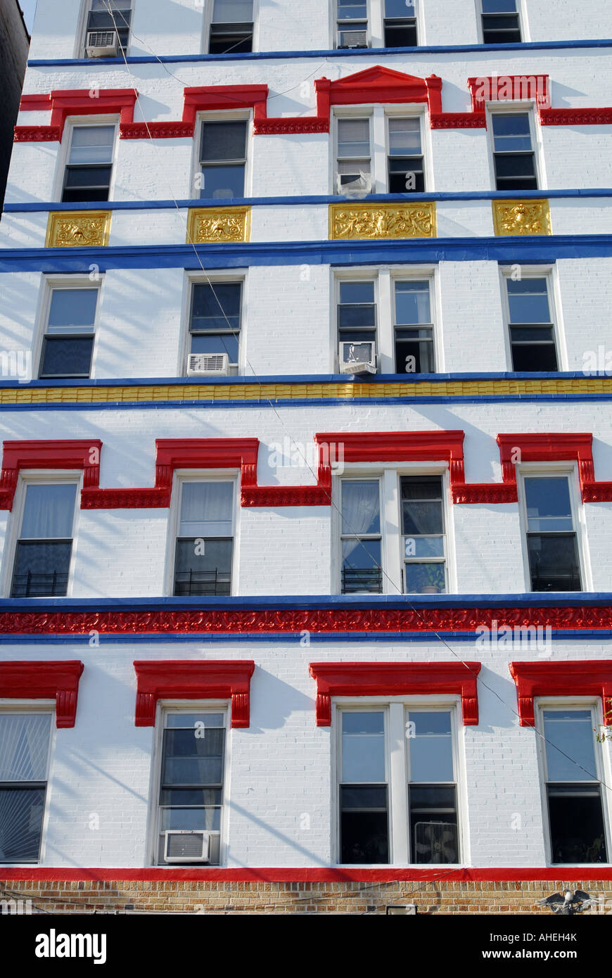 multi coloured building facade Manhattan NYC New York City USA Stock ...
