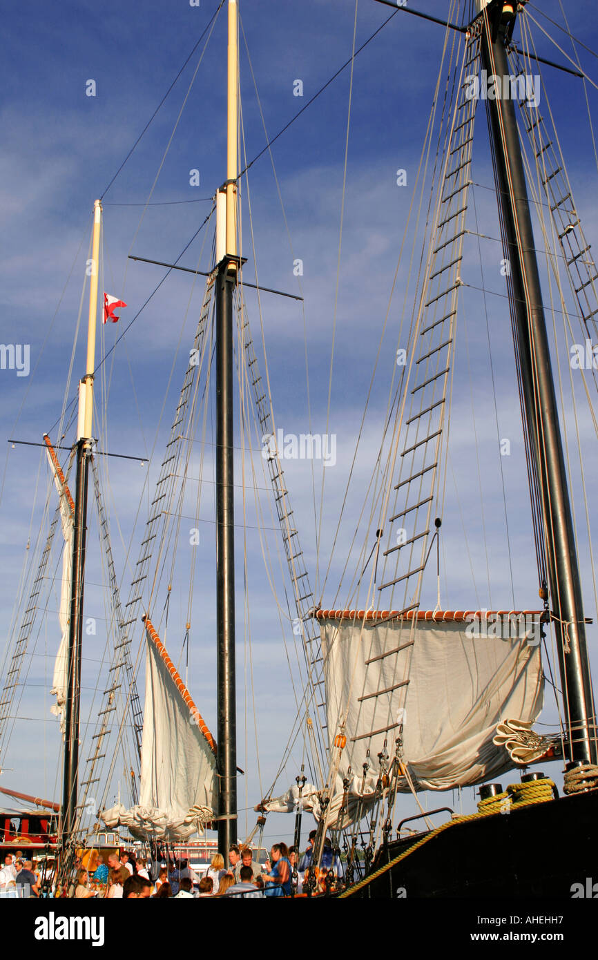 Masts and sails of a sailboat Stock Photo - Alamy