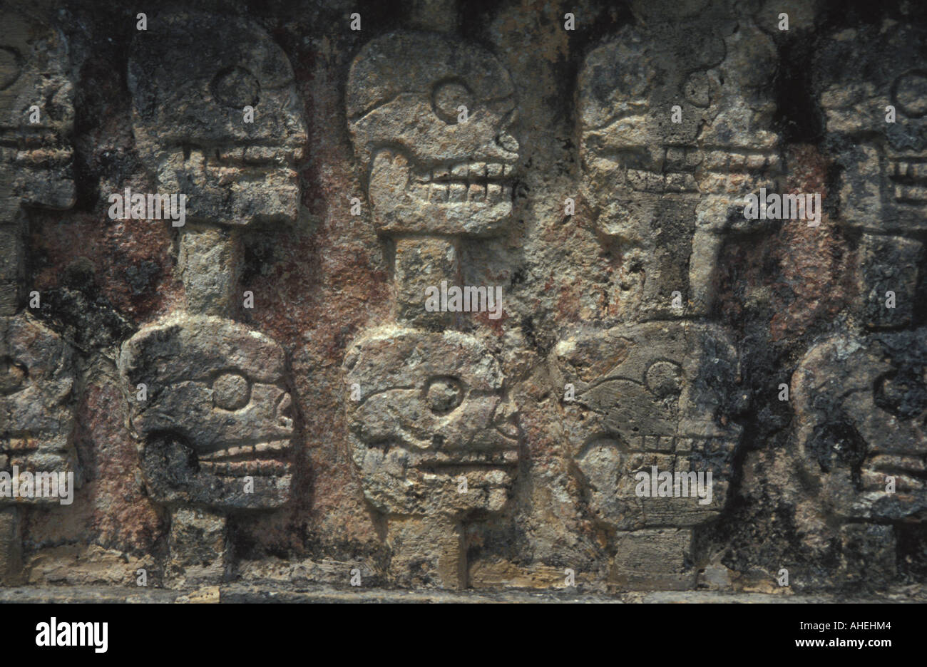 Decoration at the Skull Temple at Uxmal in the Yucatan, Mexico Stock ...