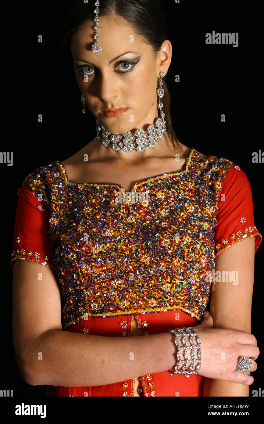 "Model wearing Asian costume and jewelry Stock Photo - Alamy