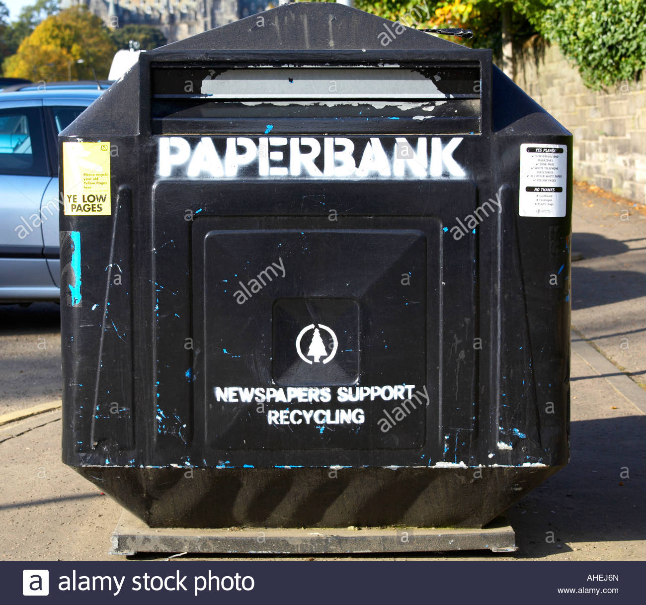 Paperbank recycling bin Stock Photo - Alamy