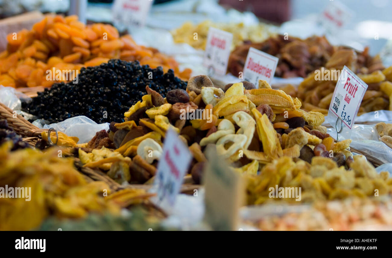 dried fruit on a market stall Stock Photo - Alamy