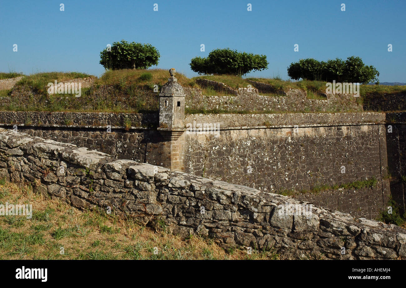The ramparts of the 17th century fortress in the town of Valenca, also ...