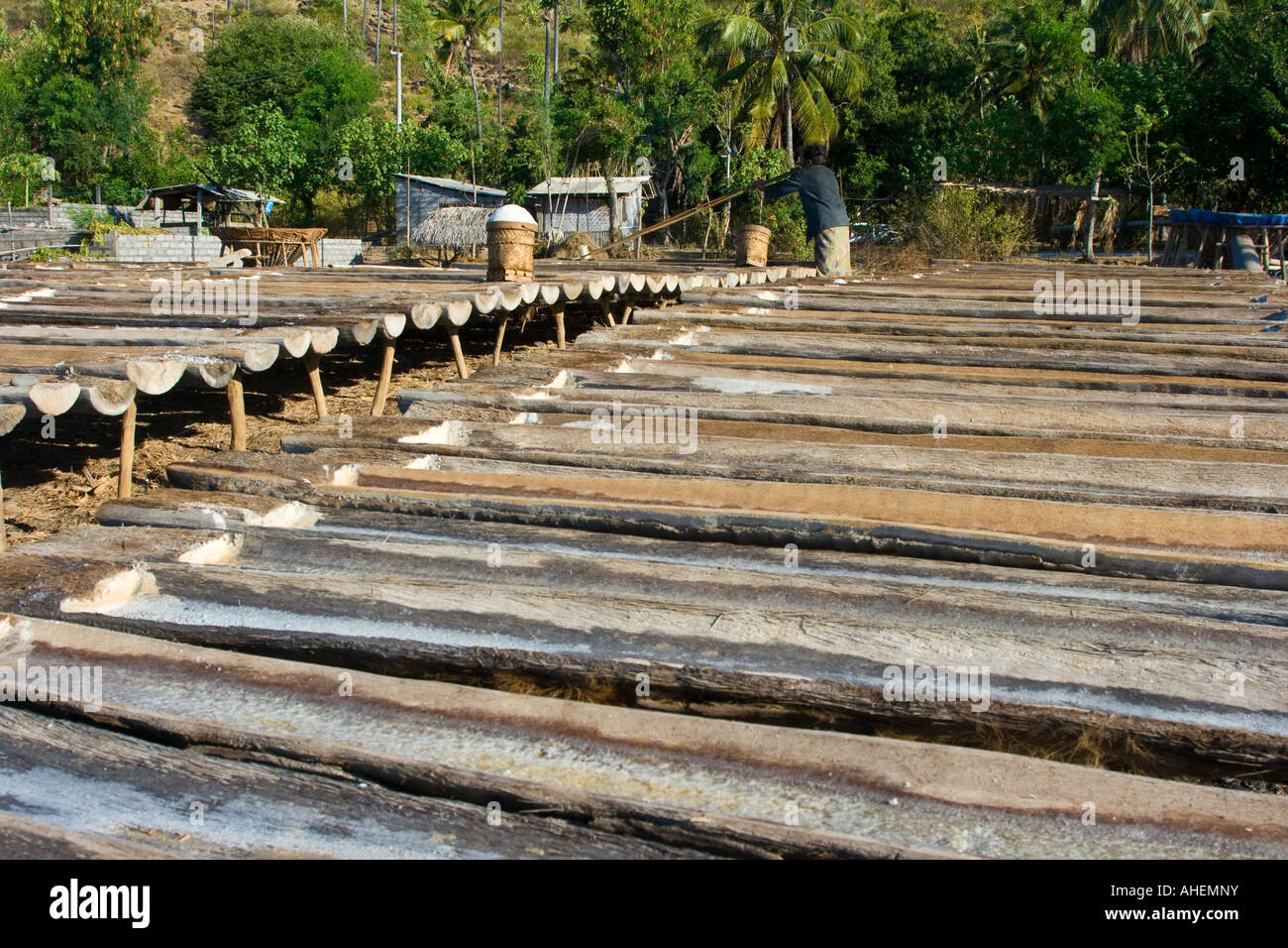 Troughs of Artisanal Salt Production Amed Bali Indonesia Stock Photo ...