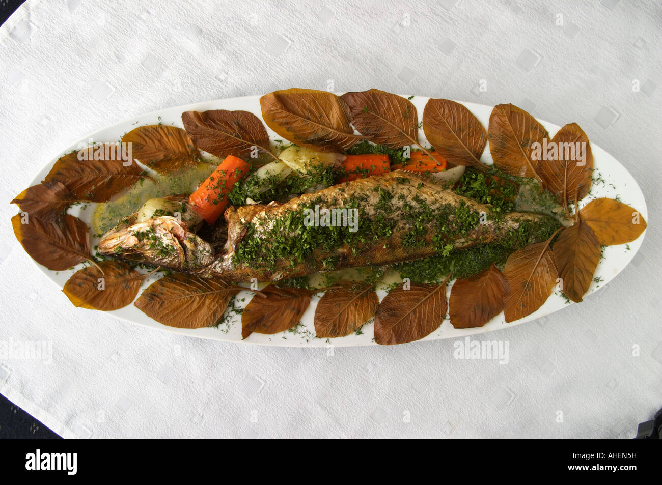 Pike dishes, plate 1 Stock Photo - Alamy