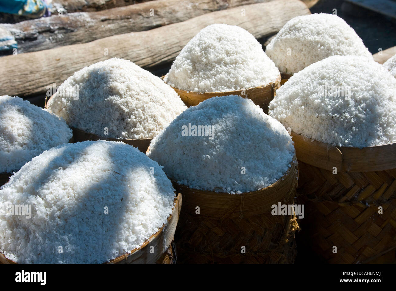 Baskets of Artisanal Salt collected during Production Amed Bali ...