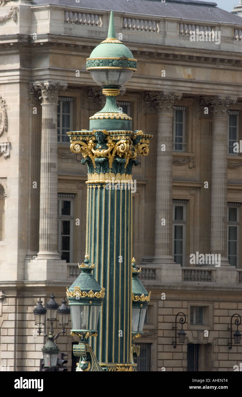 paris ornate lamp post lighting the place de la concorde france Stock ...
