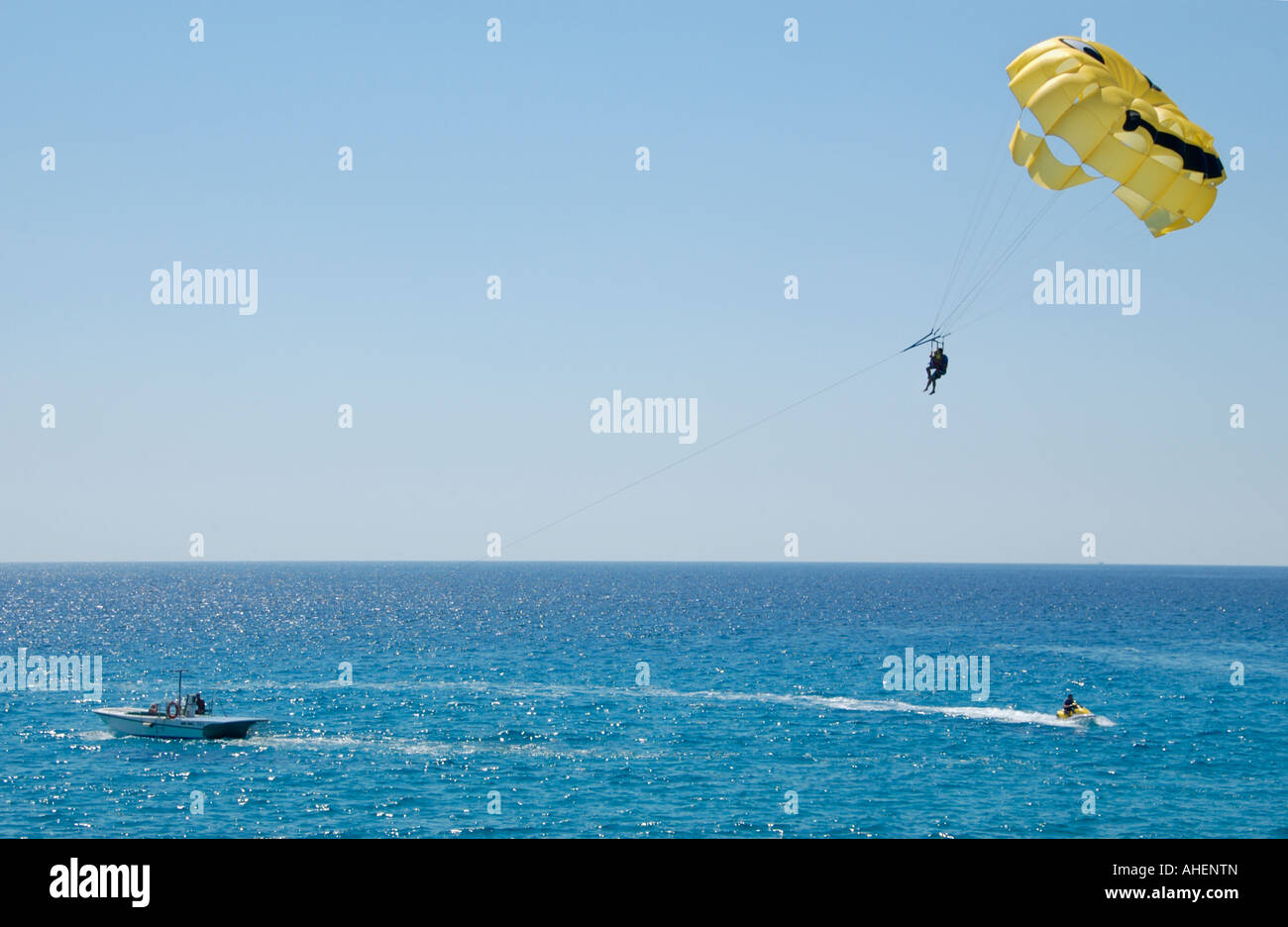 Paragliding by speedboat off Nissi Beach near Ayia Napa on the ...