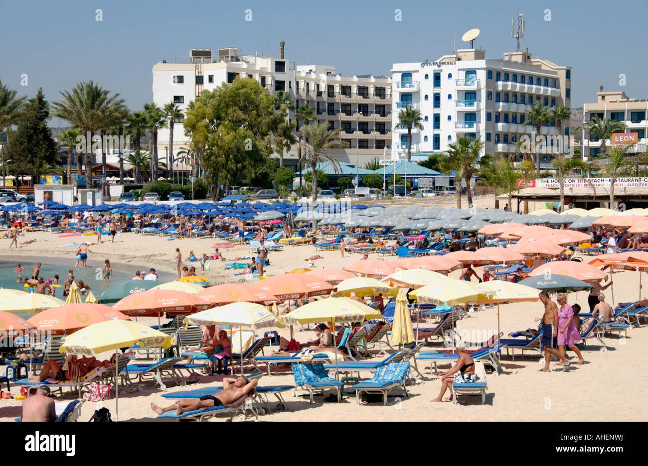 Cyprus beach. Sandy Bay Beach Ayia Napa on the Mediterranean island of ...