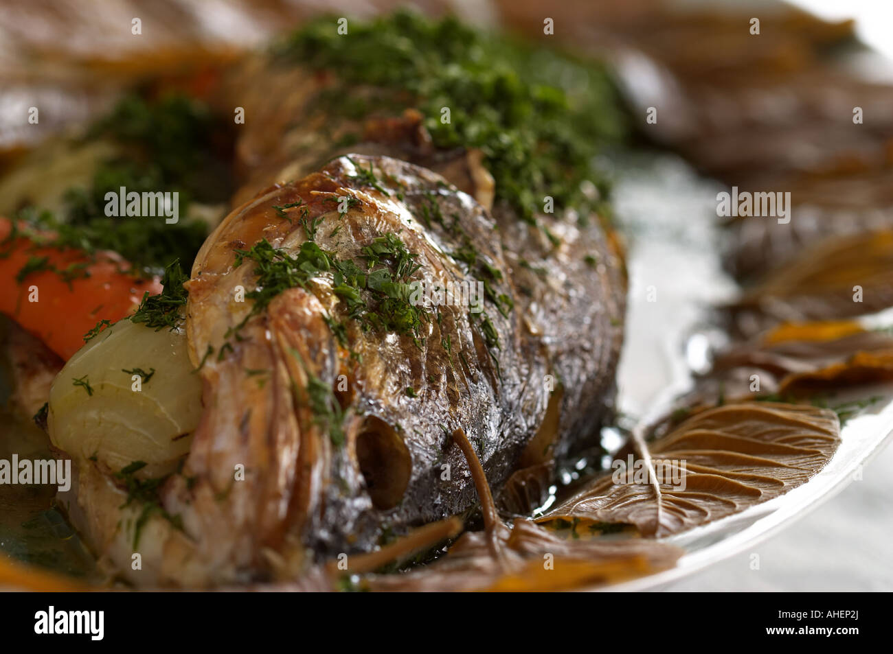 Pike dishes, plate macro 6 Stock Photo - Alamy
