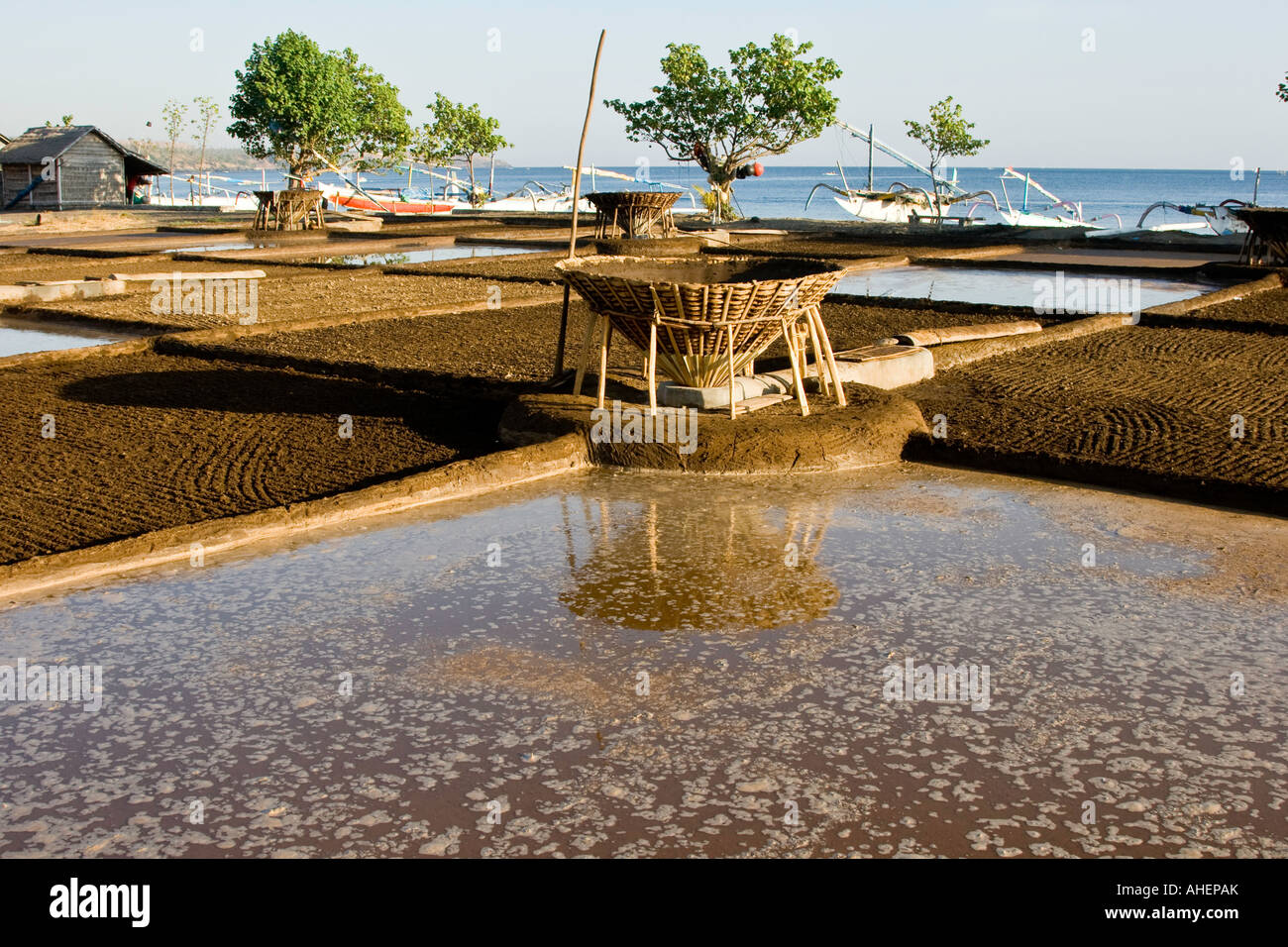 Artisanal Salt Production Flats Amed Bali Indonesia Stock Photo - Alamy