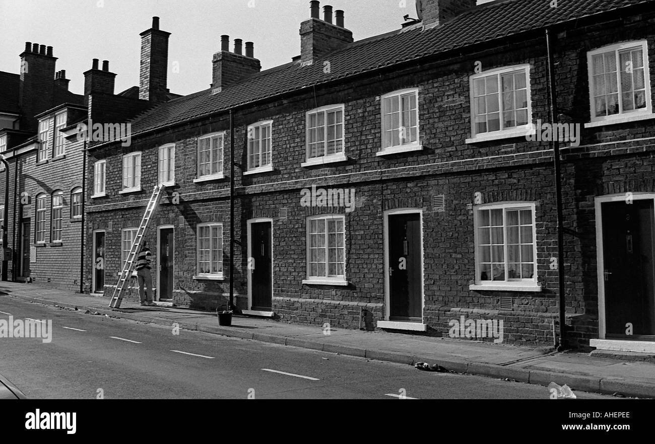 Street of old terraced houses from about 1900 renovated to modern ...