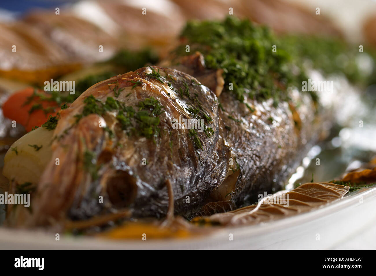 Pike dishes, plate macro 5 Stock Photo - Alamy
