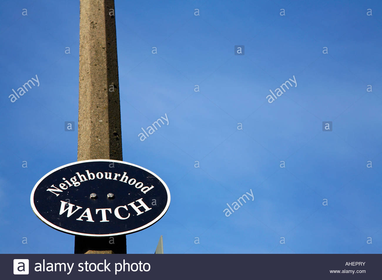 Neighbourhood watch signpost, UK Stock Photo - Alamy