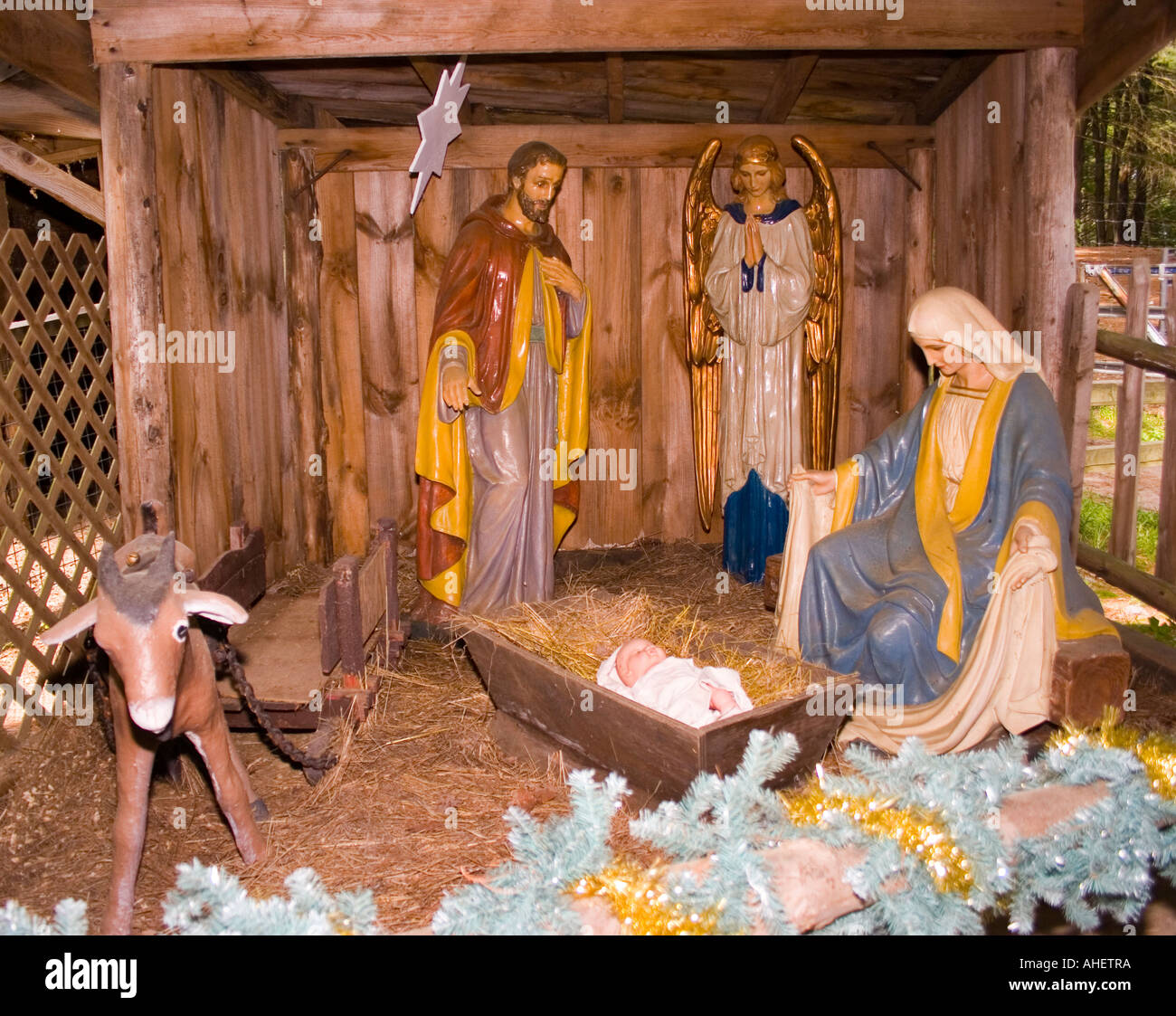 Nativity scene at Santa Land USA in Putney Vermont Stock Photo - Alamy