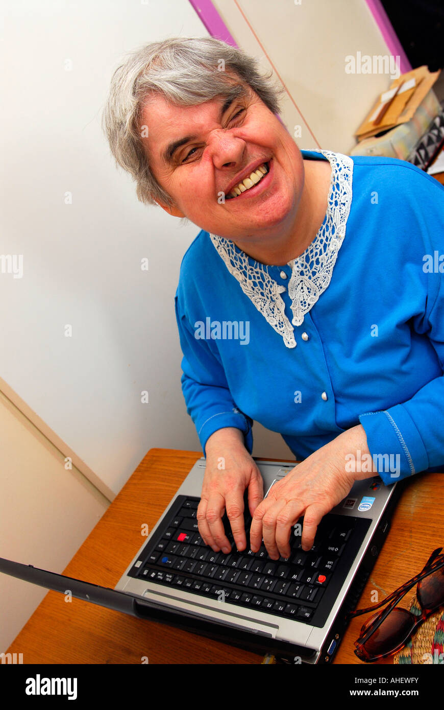 Blind Girl On Computer