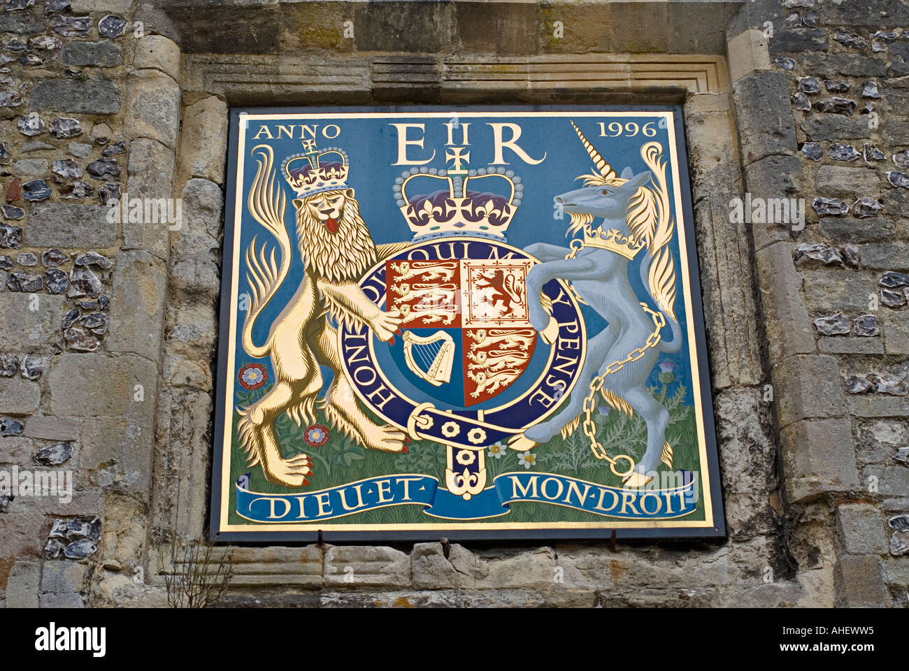 Royal Crest of Queen Elizabeth II above Priors Gate adjacent to ...