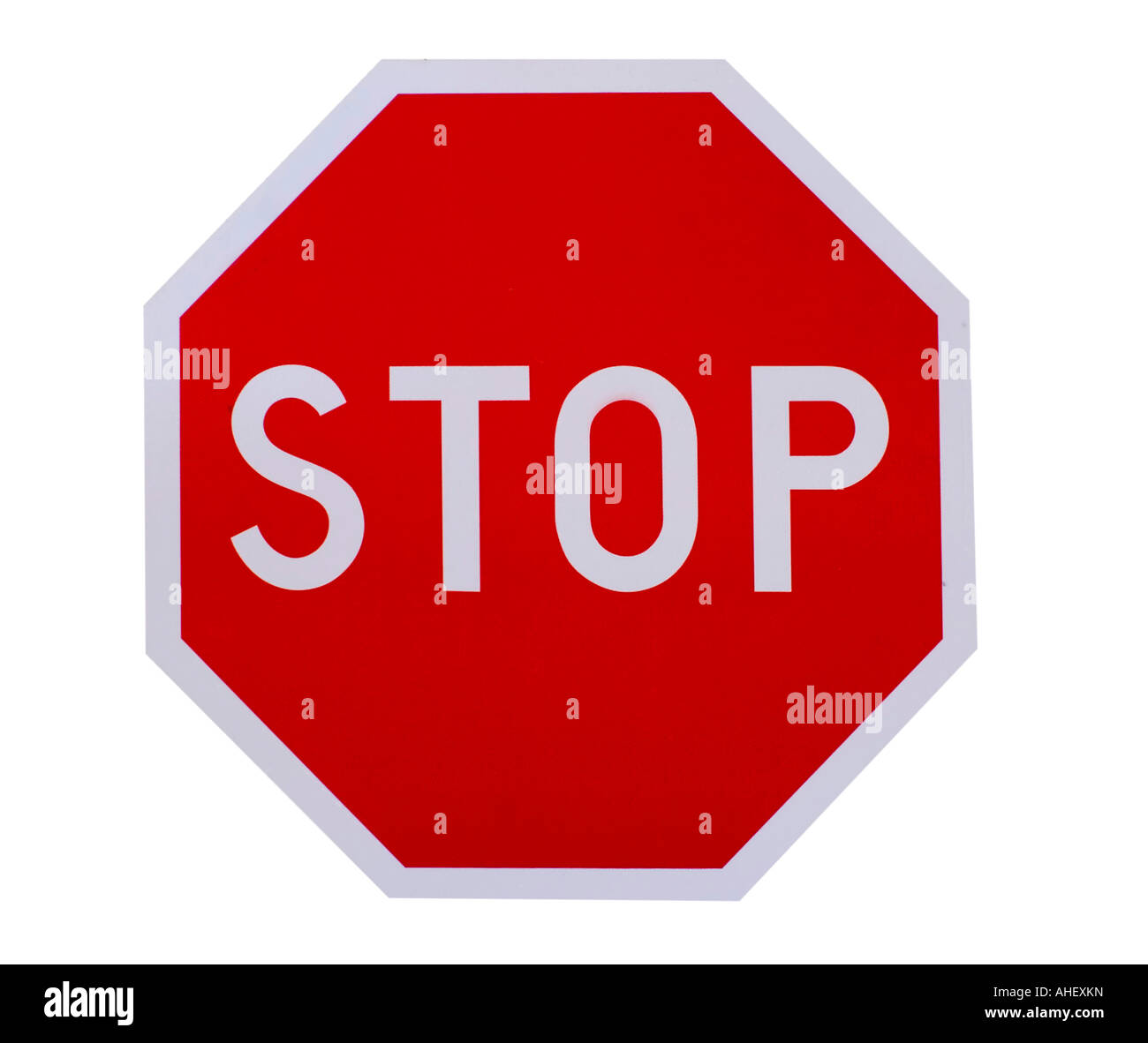 red isolated stop sign on white background Stock Photo - Alamy
