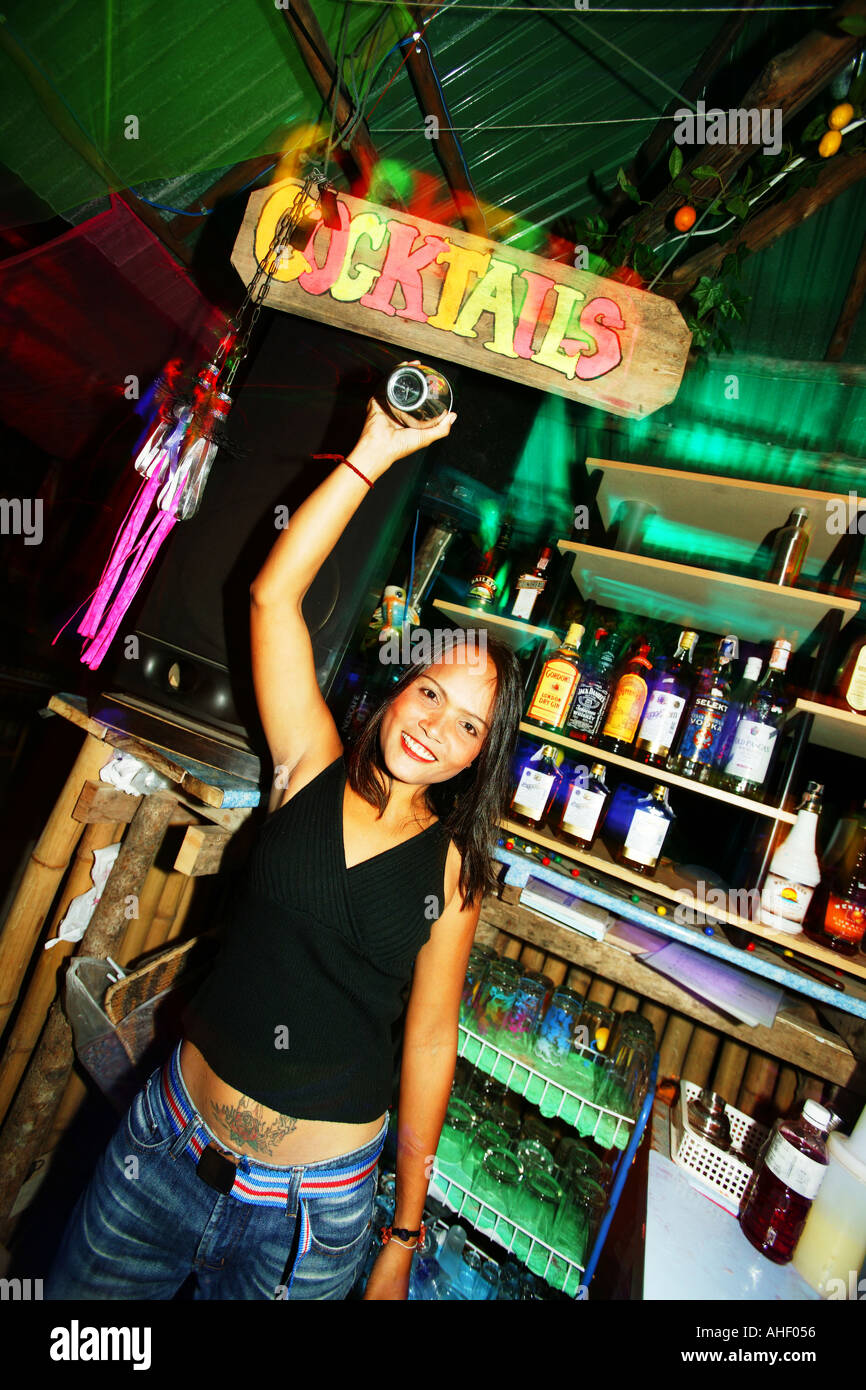 Cocktail girl shaking a drink Stock Photo - Alamy