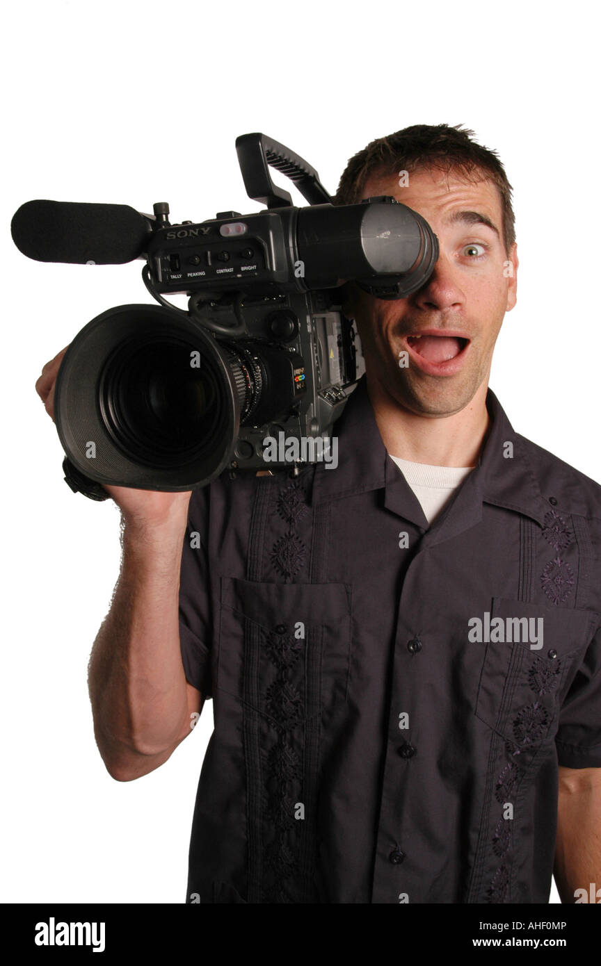 camera man with video camera Stock Photo - Alamy