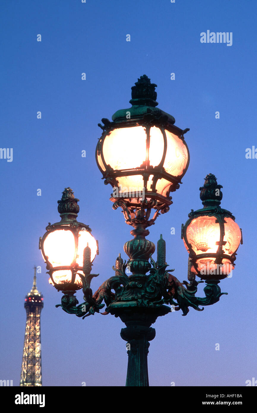 Paris, France, French Monument "Alexandre III Bridge" Detail Light ...
