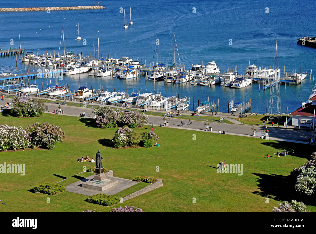 Michigan Mackinac Island Marquette Park overview scenic landscape Stock ...