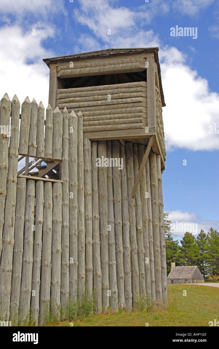 Michigan colonial michilimac reconstructed 1715 French fur trading ...