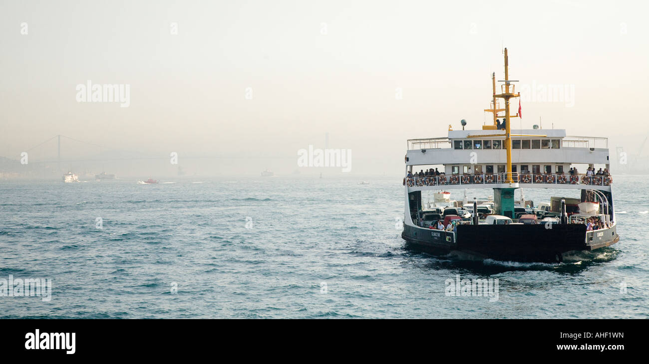 A ferry approaches its landing berth near the Golden Horn in Istanbul ...