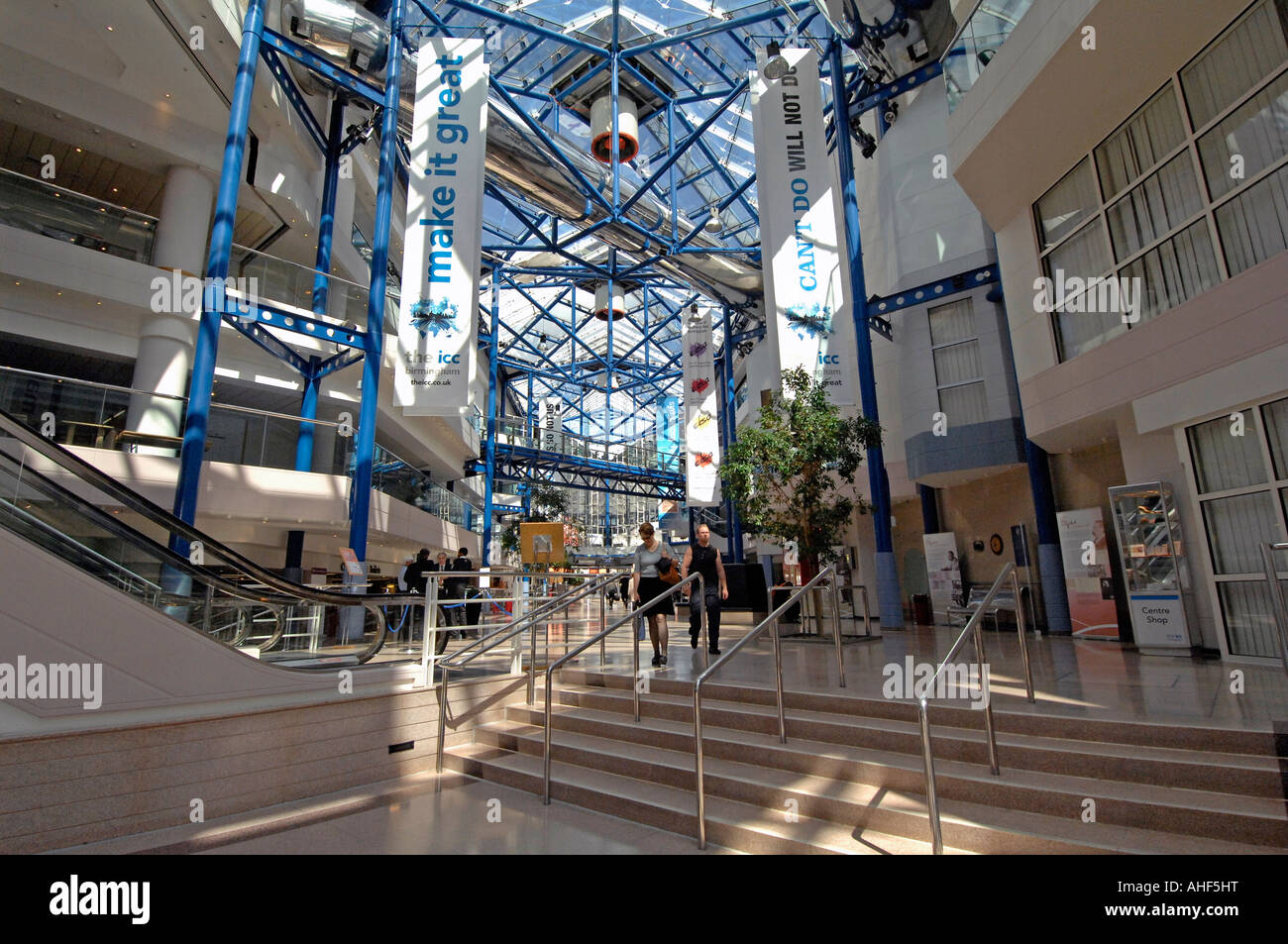 The ICC interior walkway, Birmingham showing glass roof Stock Photo - Alamy