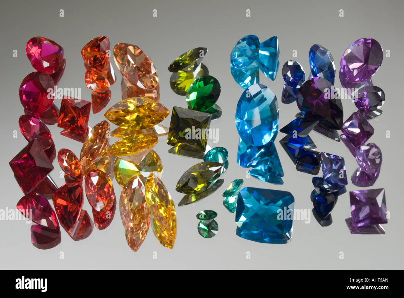 Cut gemstones in rainbow colours Stock Photo - Alamy