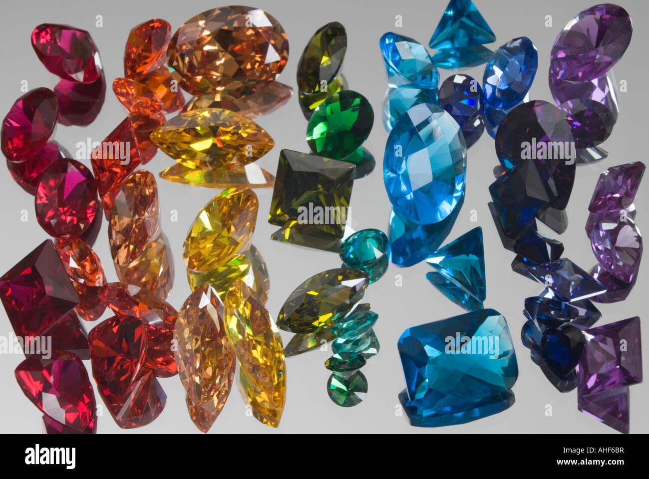 Cut gemstones in rainbow colours Stock Photo - Alamy
