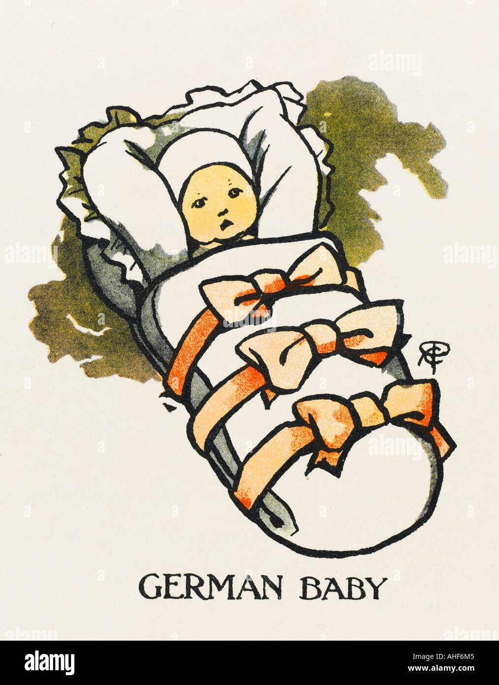German Baby In Basket Stock Photo - Alamy