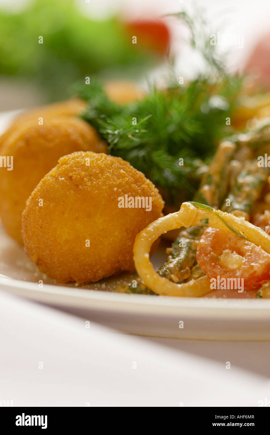 Chicken dishes, cutlet barking, in breading with fresh greens 17 Stock ...