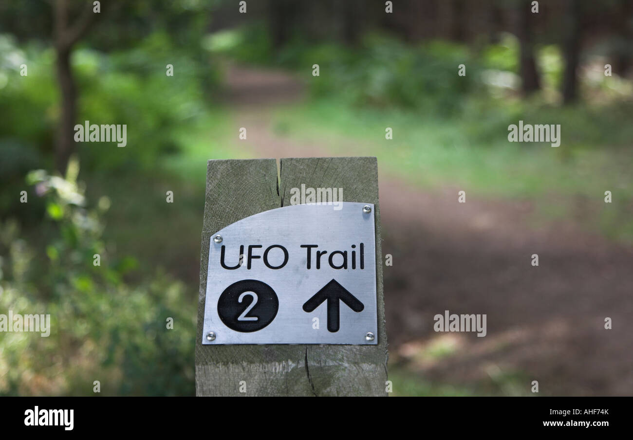 Sign for UFO trail Rendlesham Forest Suffolk England Stock Photo - Alamy