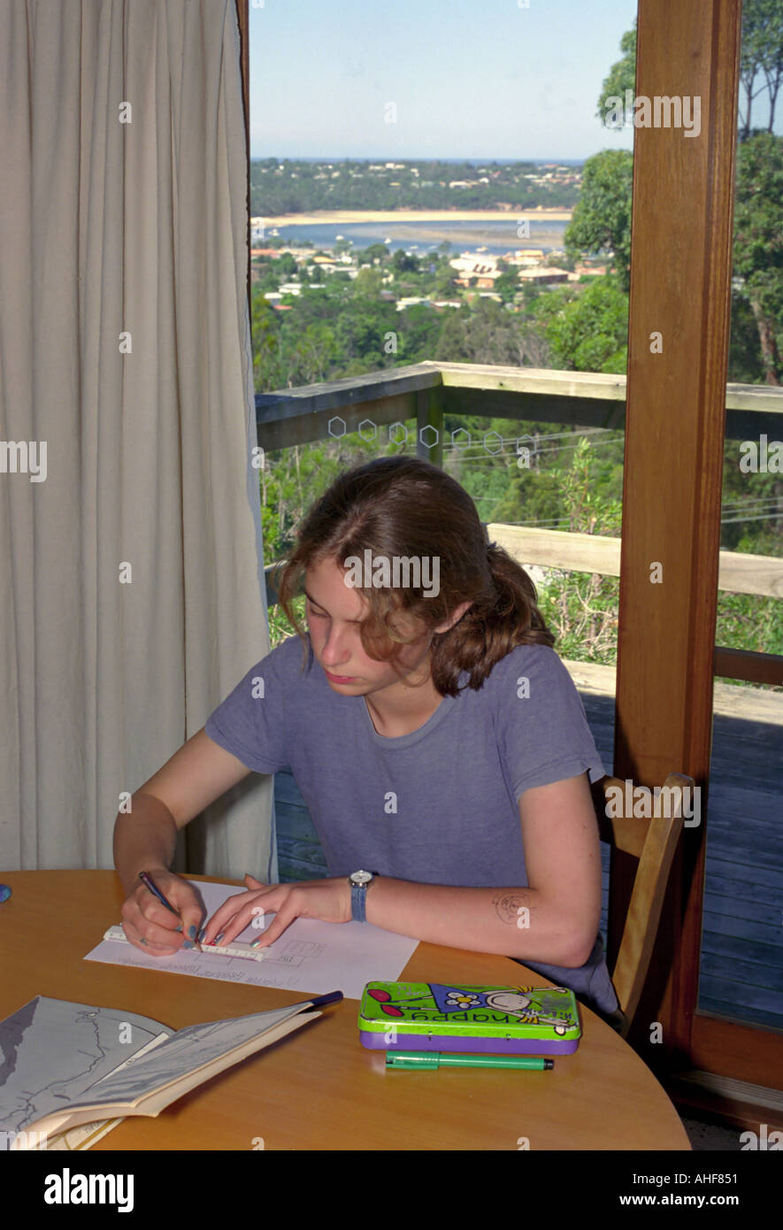 girl doing homework Stock Photo - Alamy