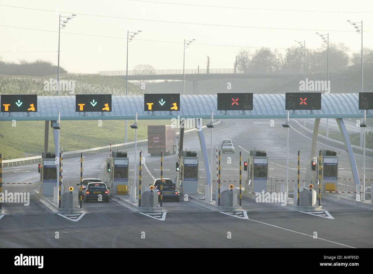 Toll booths on the Midland Expressway in the West Midlands UK Stock ...