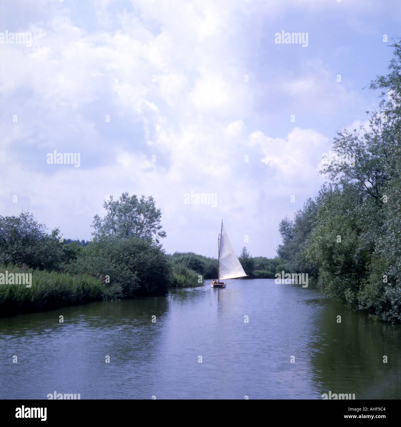Traditional sailing yacht on River Waveney near Beccles Suffolk Stock ...