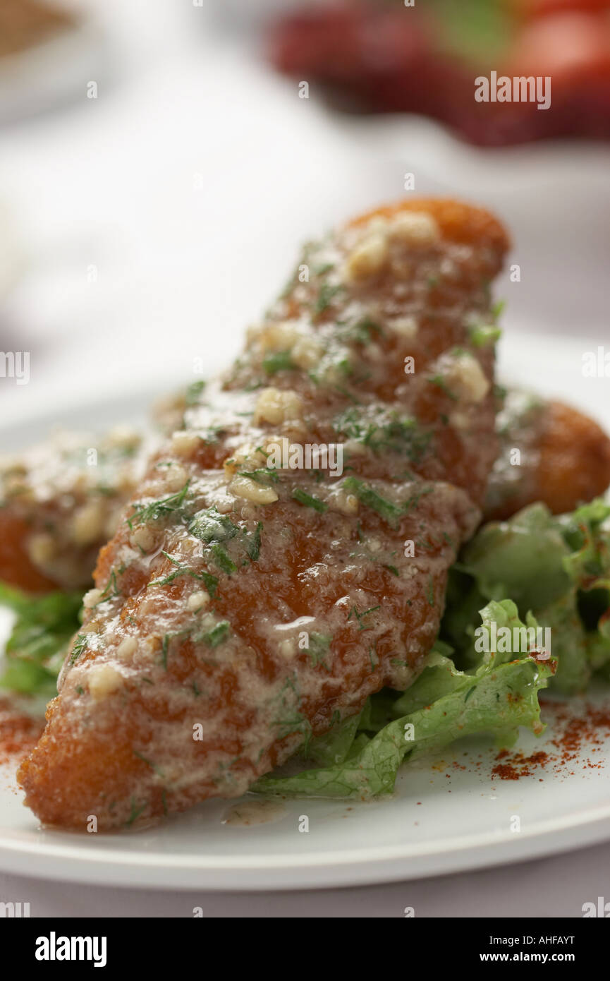 Chicken dishes, cutlet barking, in breading with fresh greens 2 Stock ...