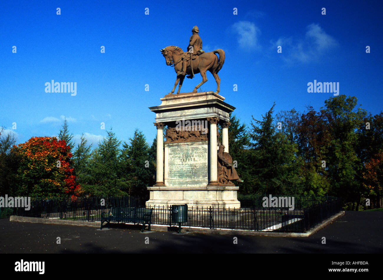 Statue of Lord Roberts, Kelvingrove Park, Glasgow, Scotland Stock Photo ...