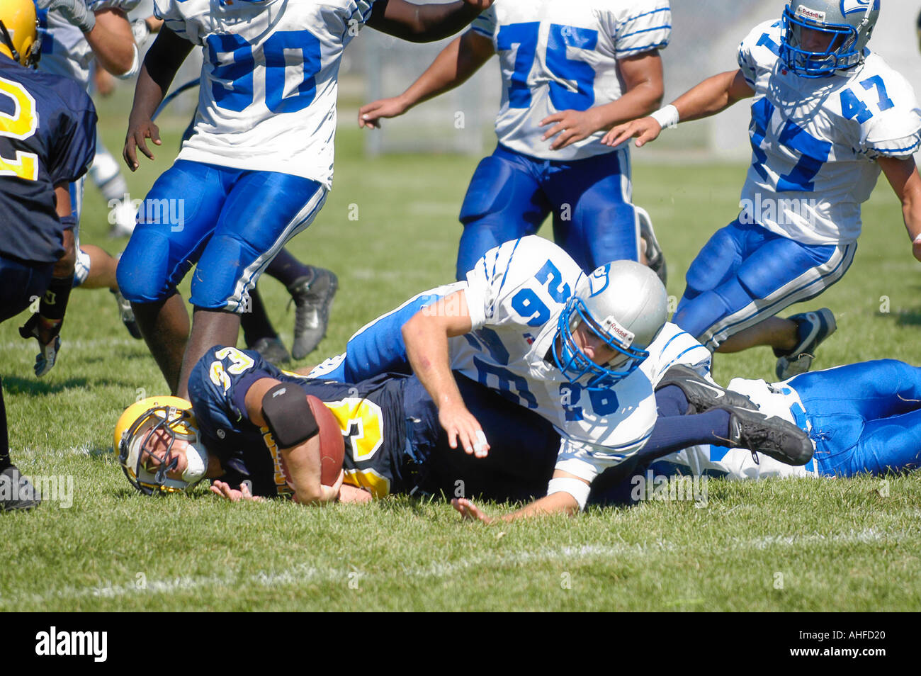 High School Football Action Stock Photo - Alamy
