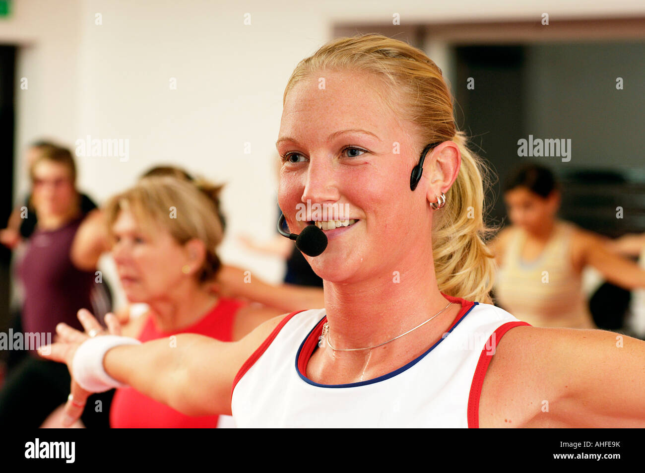 Gym instructor microphone hi-res stock photography and images - Alamy