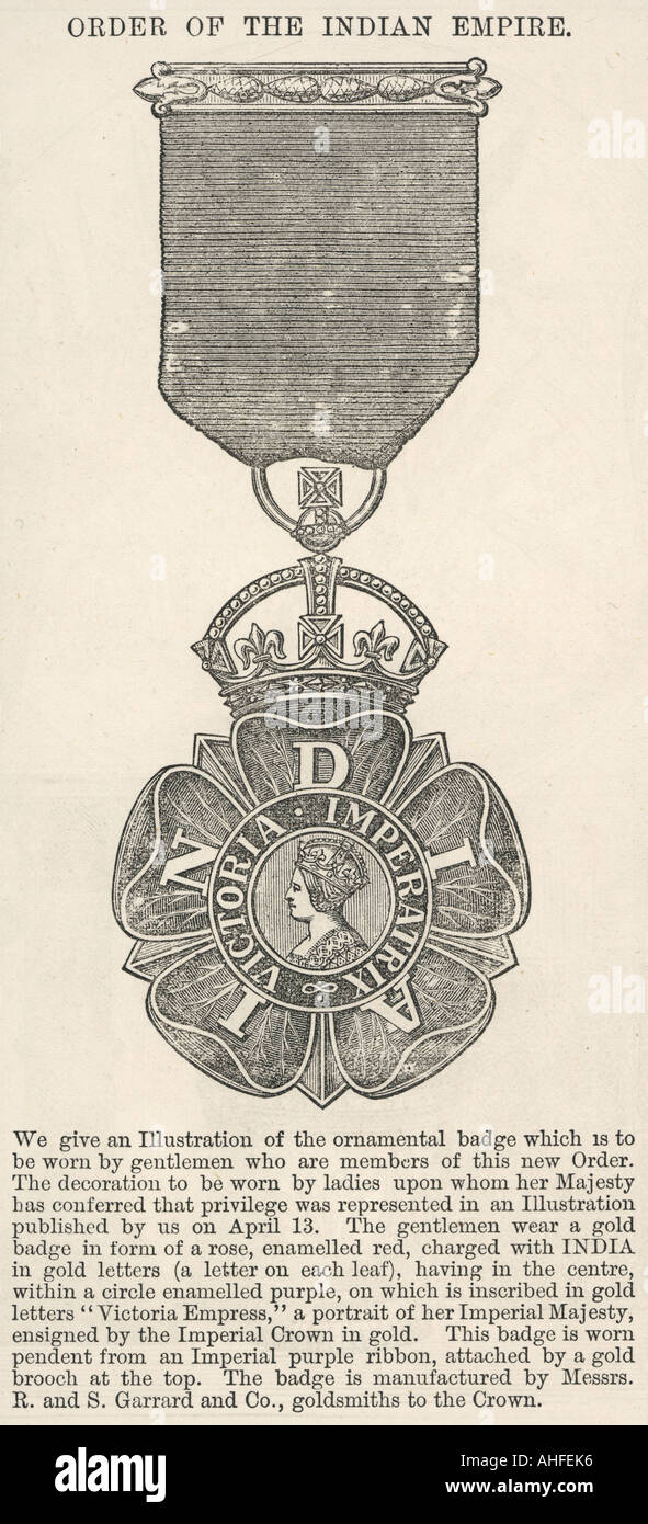 Order Of Indian Empire Stock Photo - Alamy