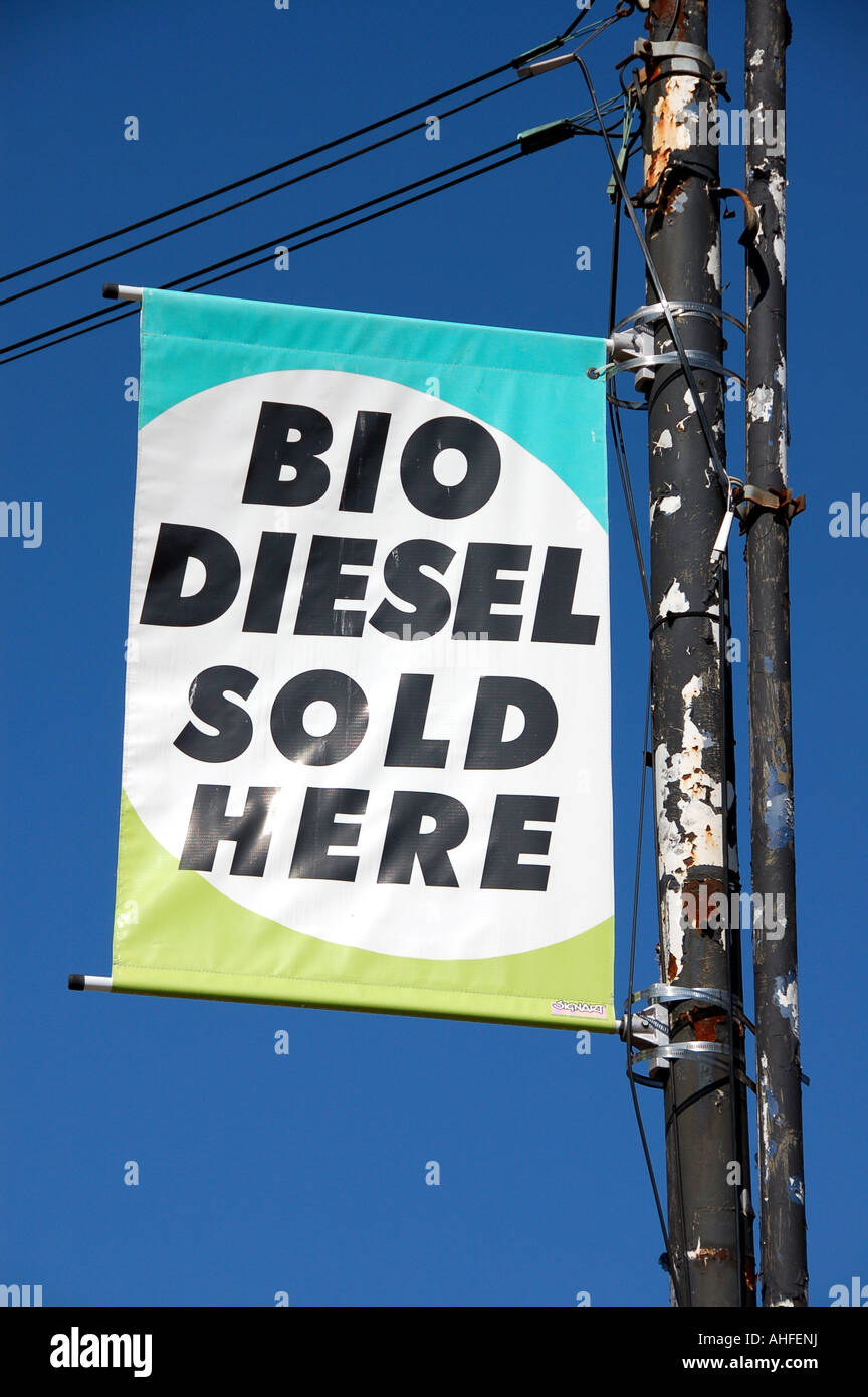 Sign for bio diesel at a garage, USA Stock Photo - Alamy