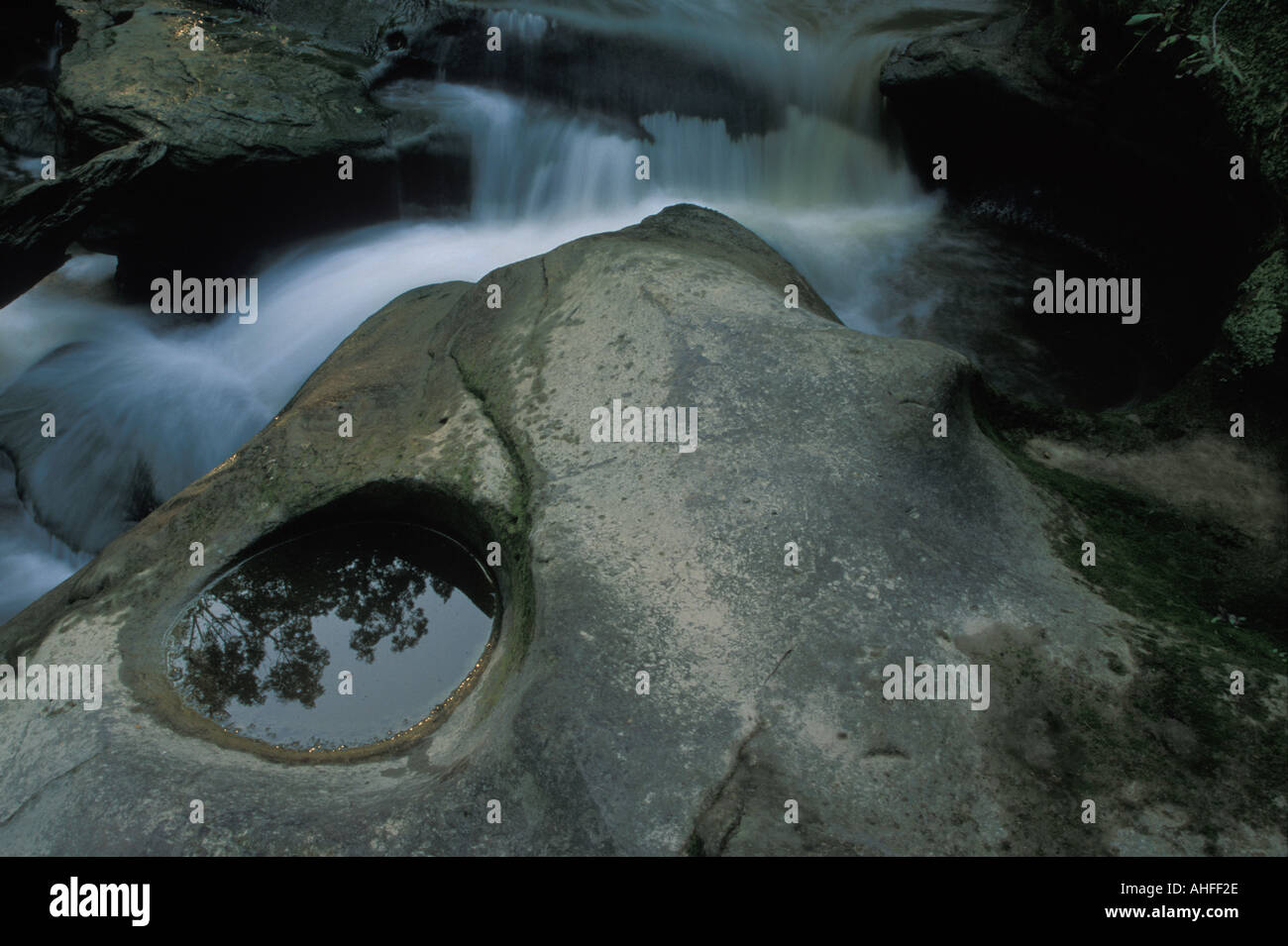 Pothole rock in the Rocky River in Ohio Stock Photo - Alamy