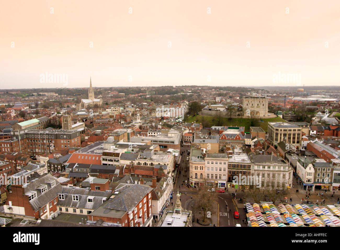 Norwich aerial view looking North East Stock Photo - Alamy