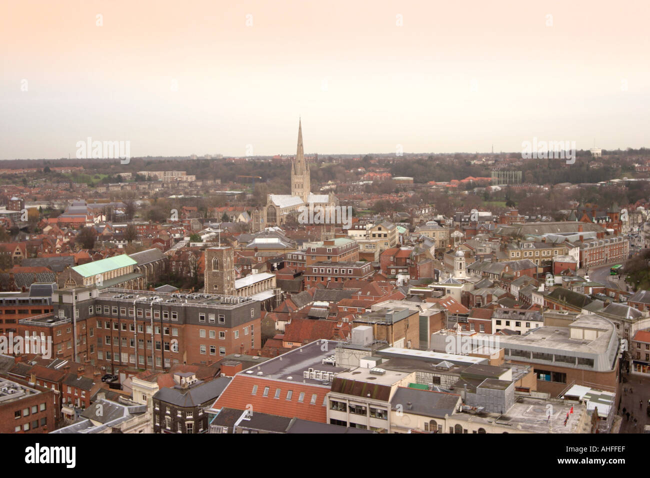 Norwich aerial view looking North East Stock Photo - Alamy