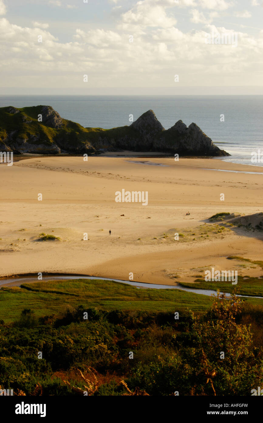 Vertical photograph of Three Cliffs Bay, Gower Peninsula, South Wales ...