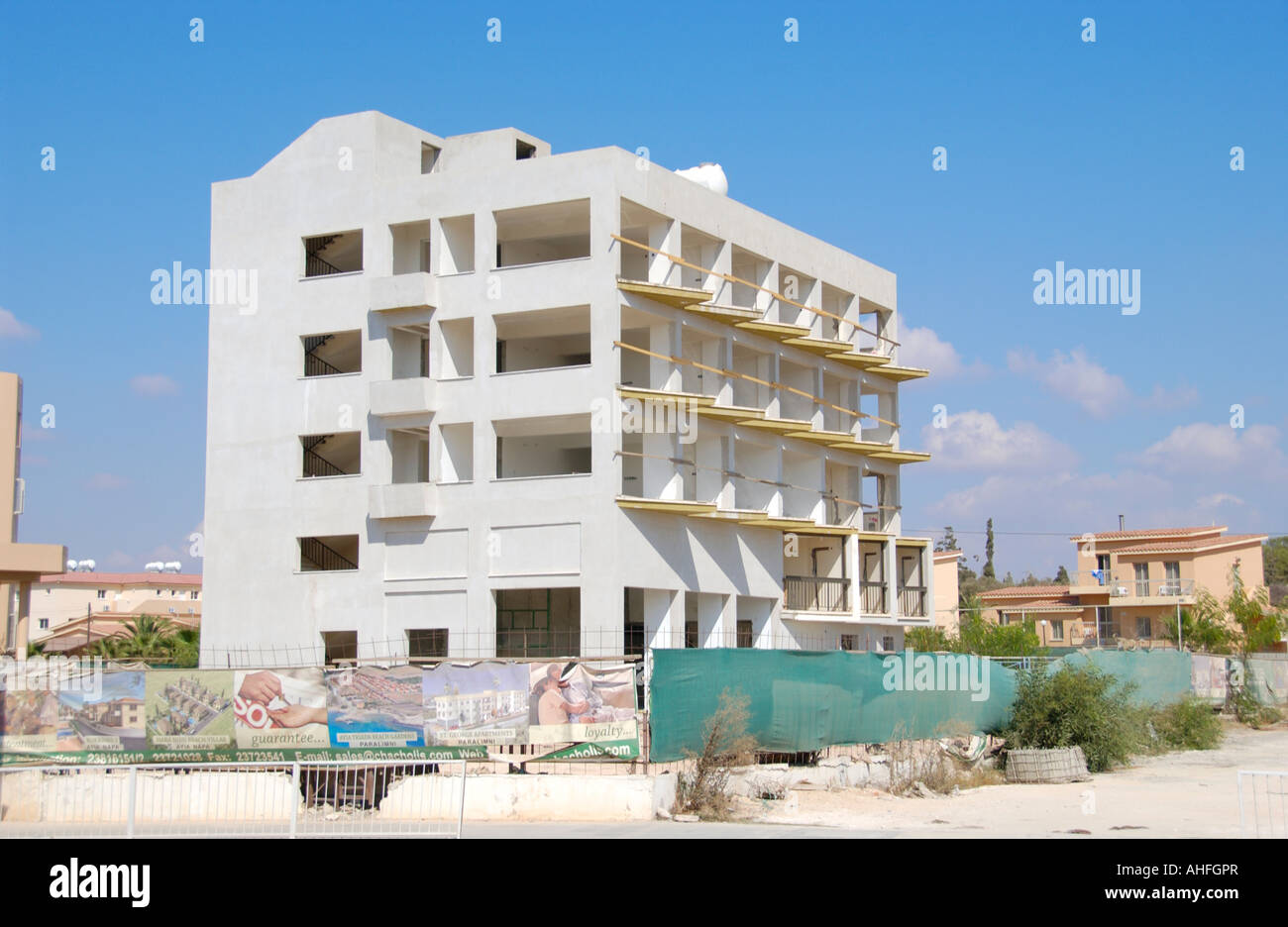 Apartment block under construction near Ayia Napa on the Mediterranean ...