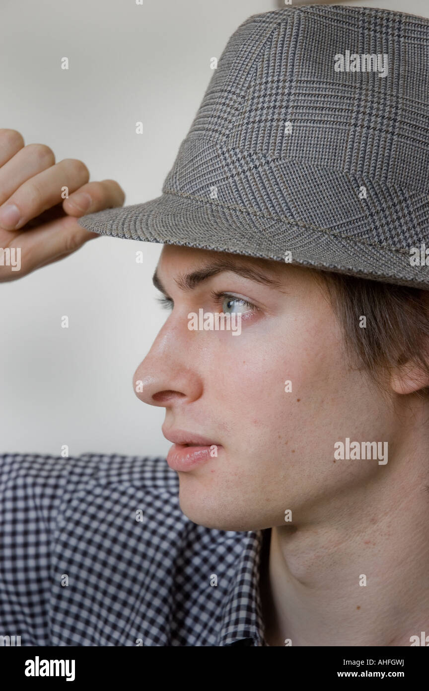 French male model posing with a classical hat Stock Photo - Alamy