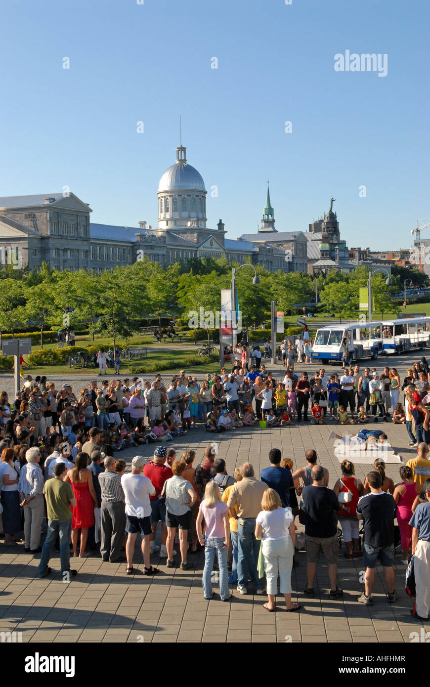 Crowd watching a performance in the Old port of Montreal Quebec Canada ...